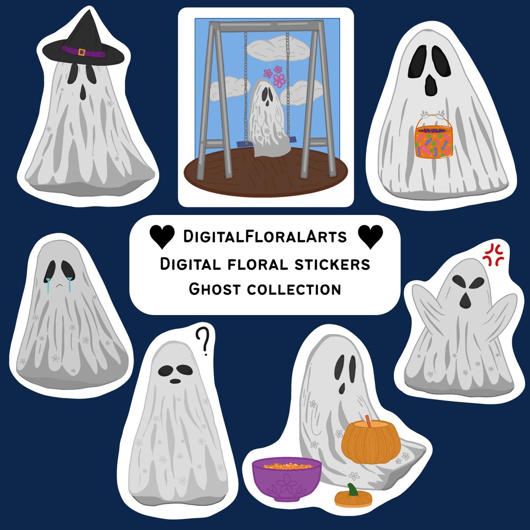 Cute Ghosty Stickers (easy Digital Download) - Etsy