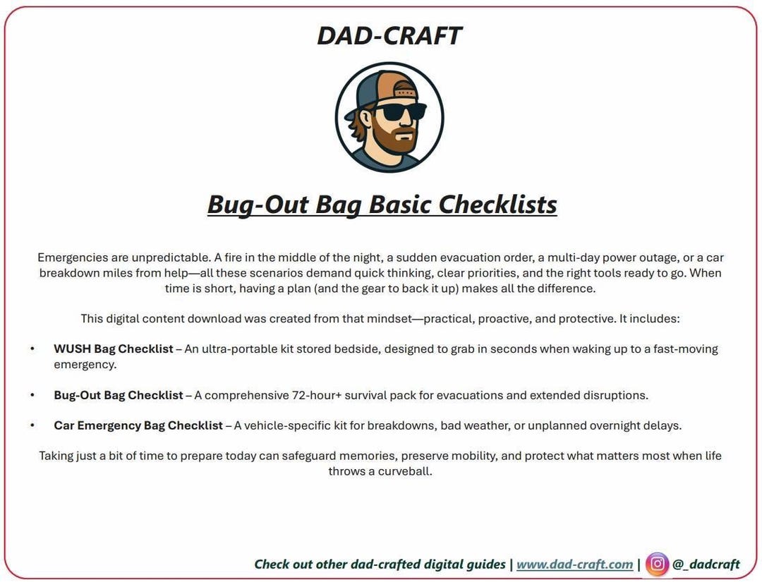 Emergency Go Bag & Bug-out Kit Checklists | 3-in-1 Prep Guide ...