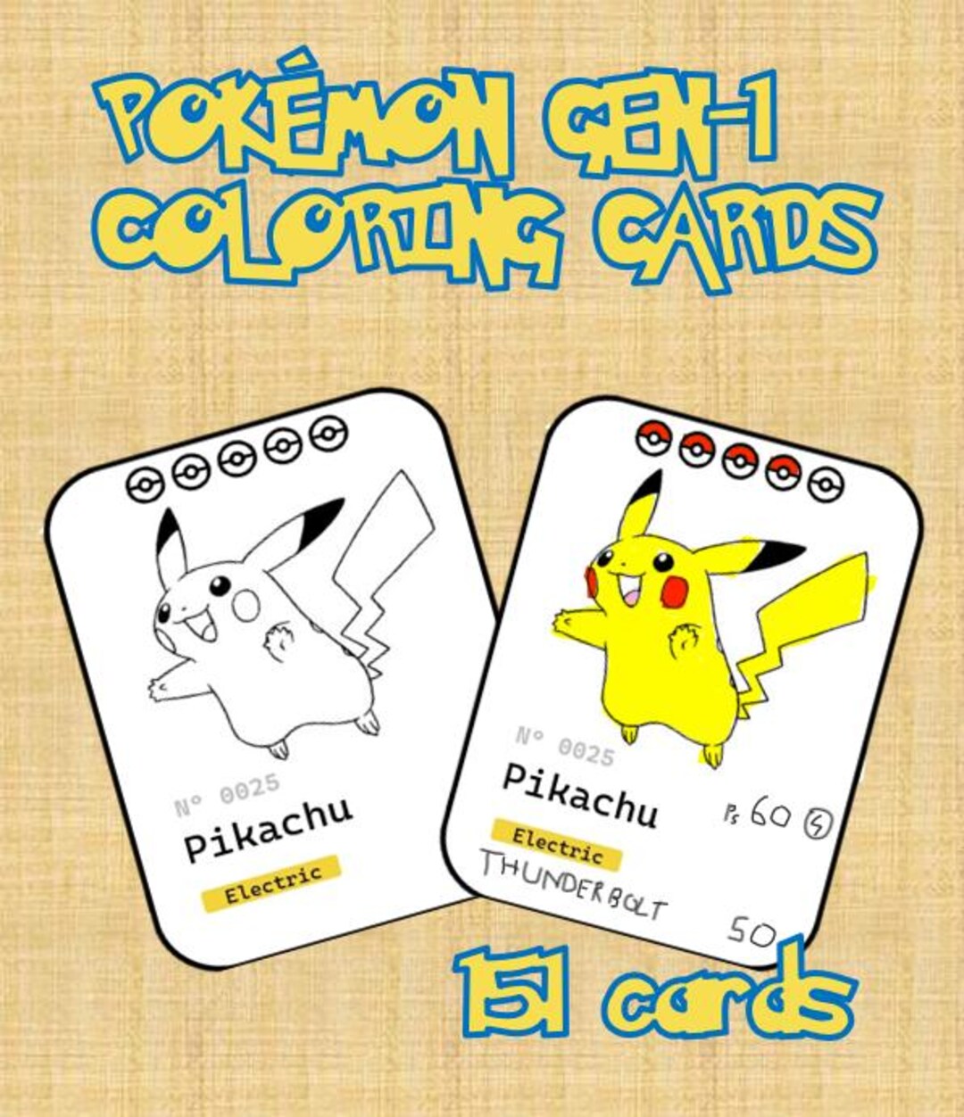 Pokémon Coloring Pages / 151 Customizable Playing Cards / Instant ...