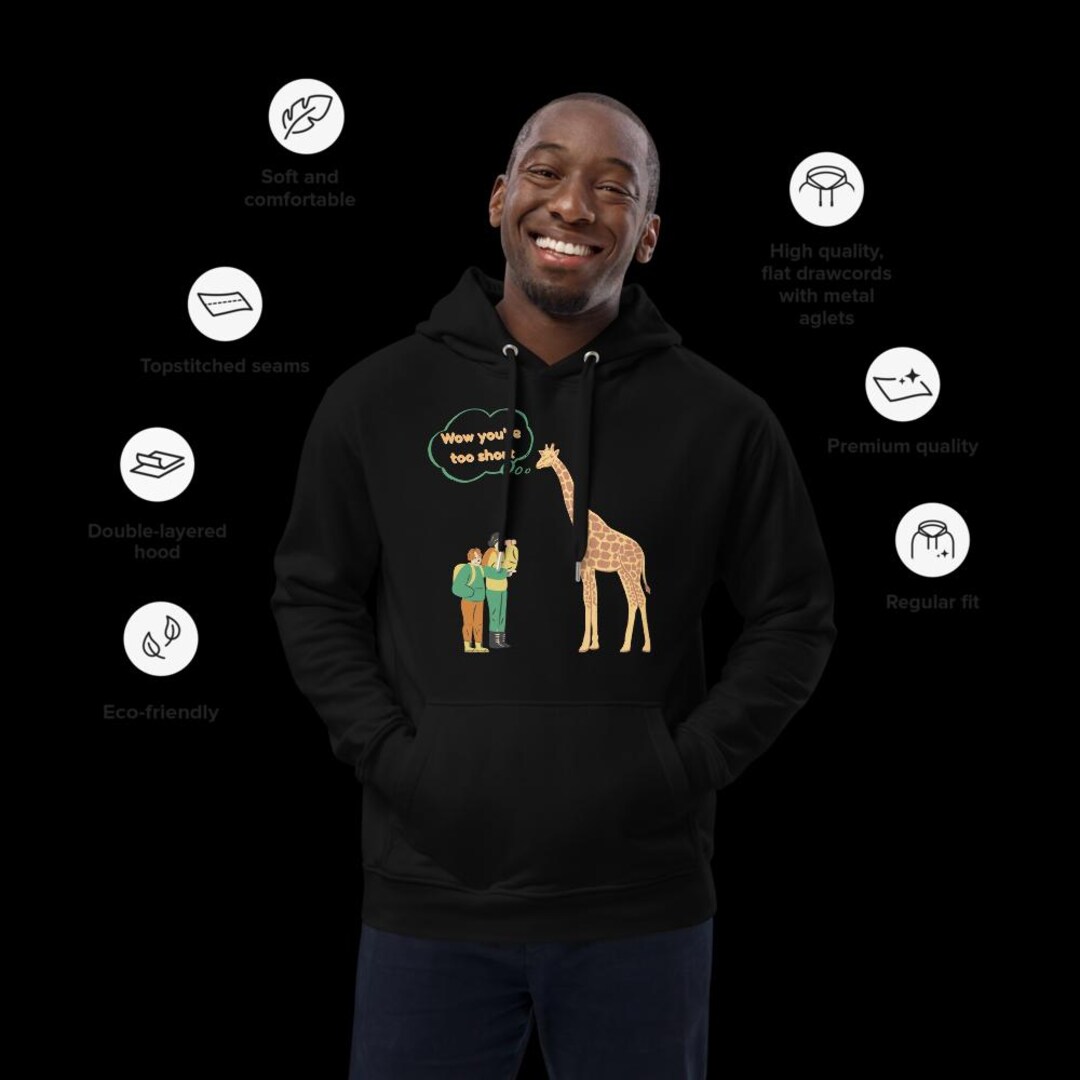 Wow You're Too Short Hoodie - Funny Cartoon Giraffe, Eco Unisex Fit - Etsy