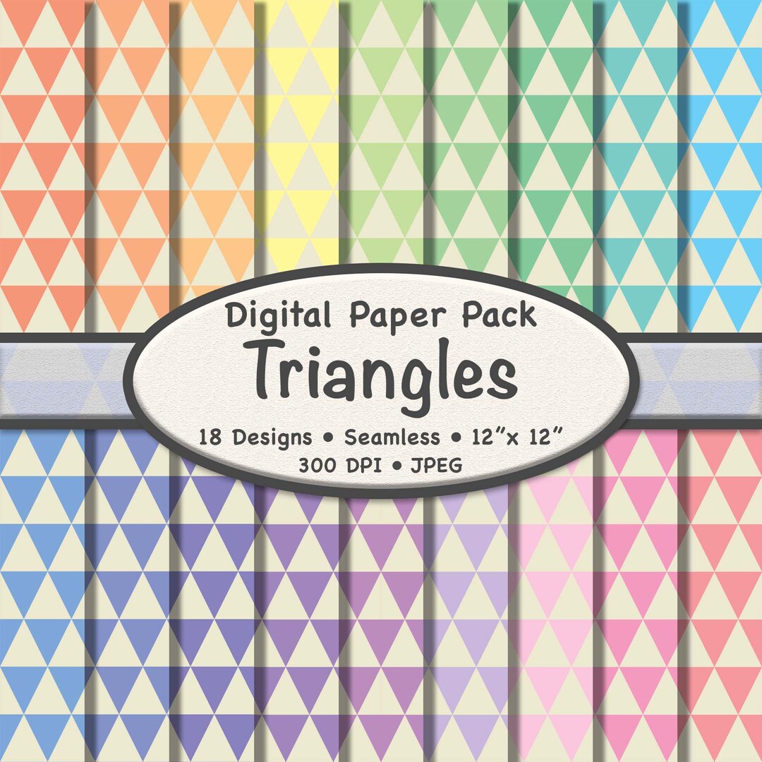 Pastel Triangle Digital Paper Pack (medium) – 18 Seamless Beige and ...