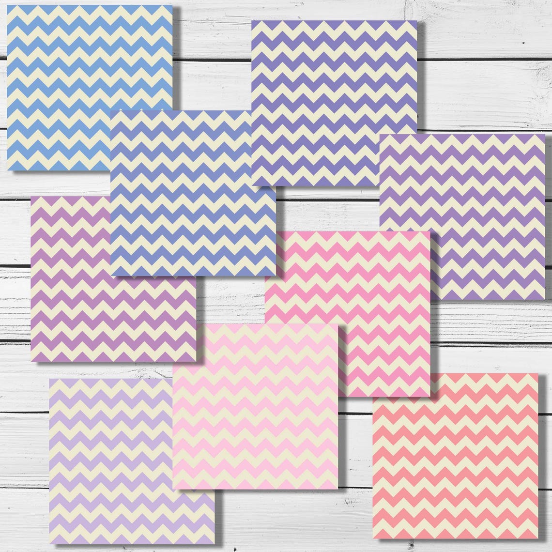 18 Beige & Pastel Zigzag Digital Paper Pack (medium) – Soft Color ...