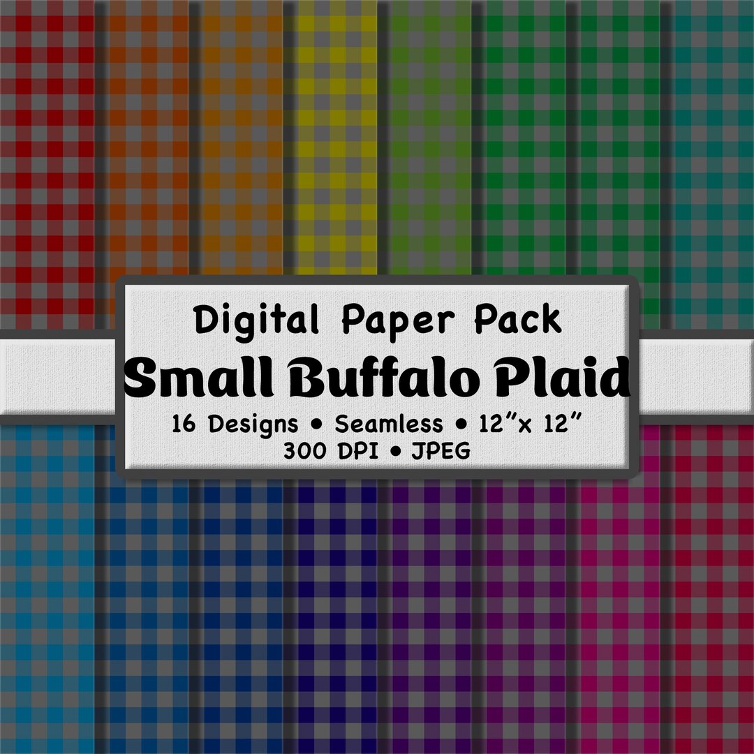 16 Darker Rainbow Buffalo Plaid Digital Paper Pack (small 0.5") – Gray ...