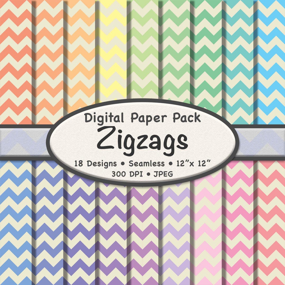 18 Beige & Pastel Zigzag Digital Paper Pack (medium) – Soft Color ...