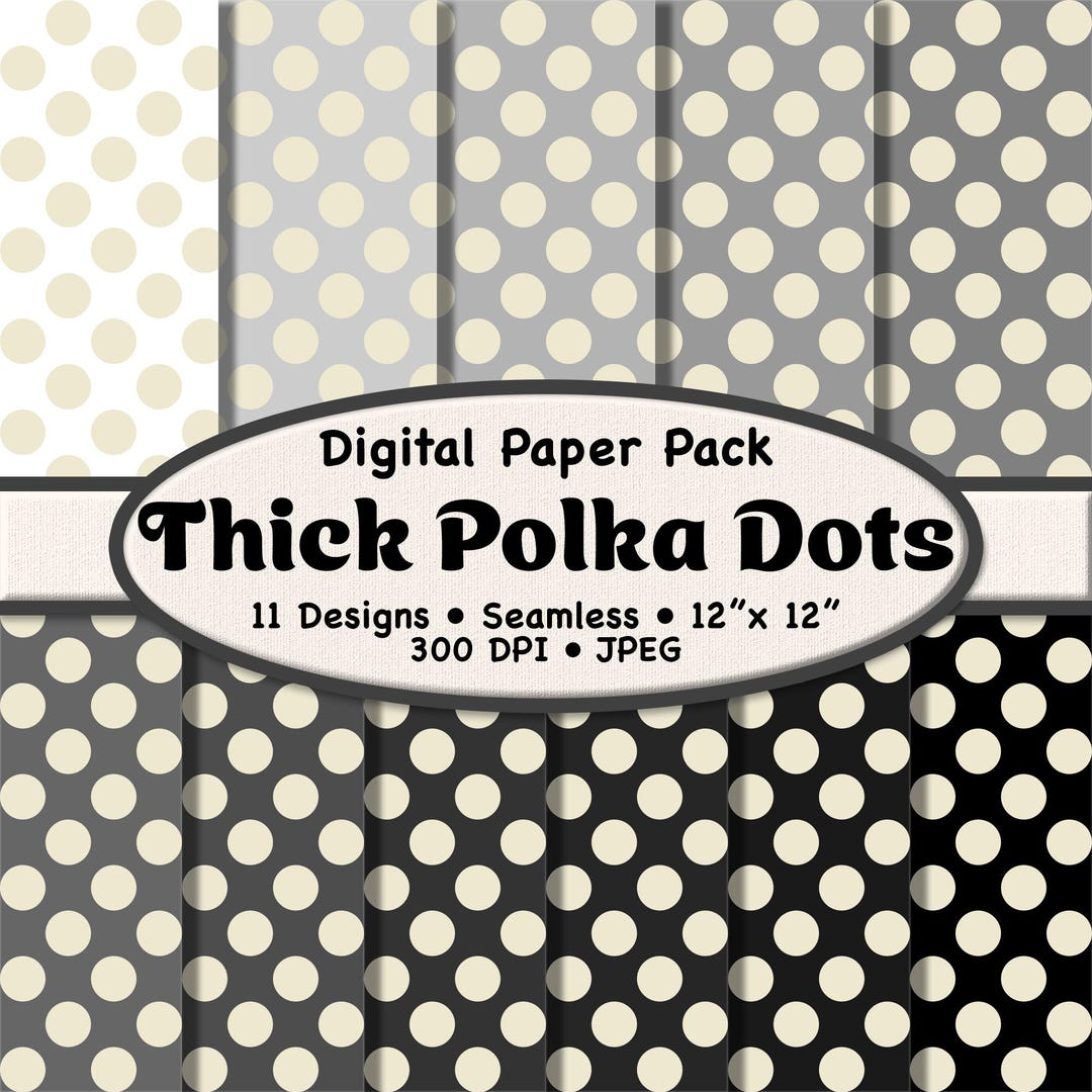 11 Thick Beige Polka Dots on Grayscale Colors Seamless Patterns ...