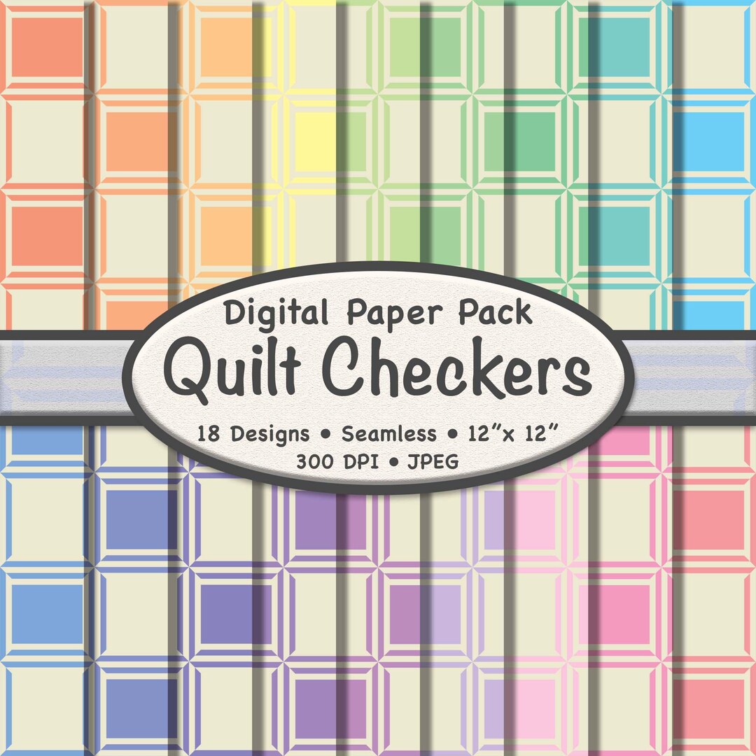 Quilt Checkers Digital Paper Pack (large) - 18 Beige and Soft Color ...