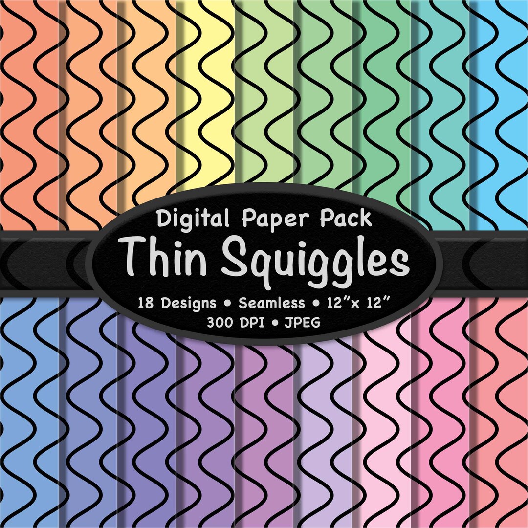 Thin Squiggles Digital Paper Pack (large) – 18 Seamless Pastel Colors ...