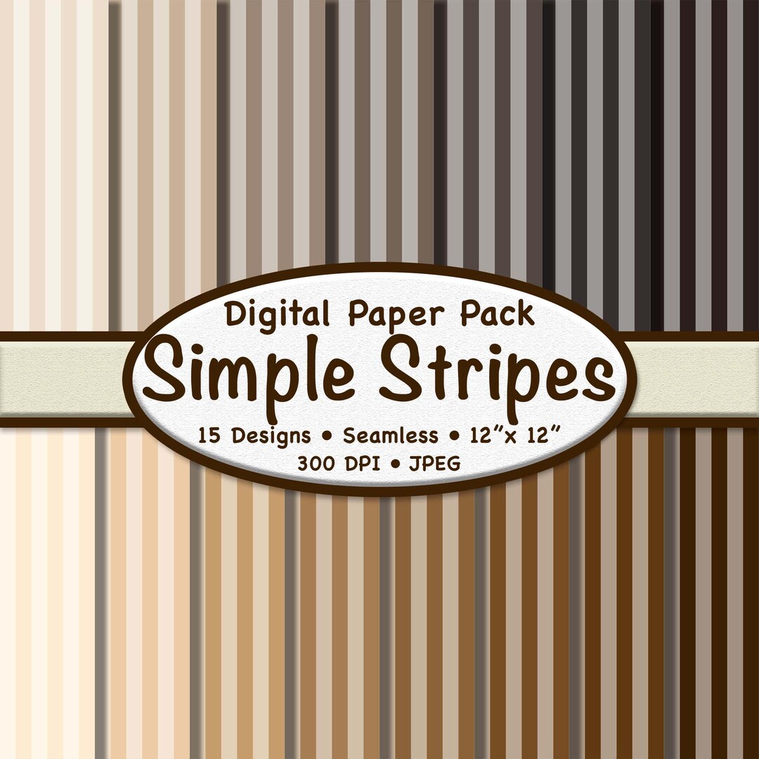 Earth Tone Stripes Digital Paper Pack (medium) – 15 Neutral Brown Tint ...