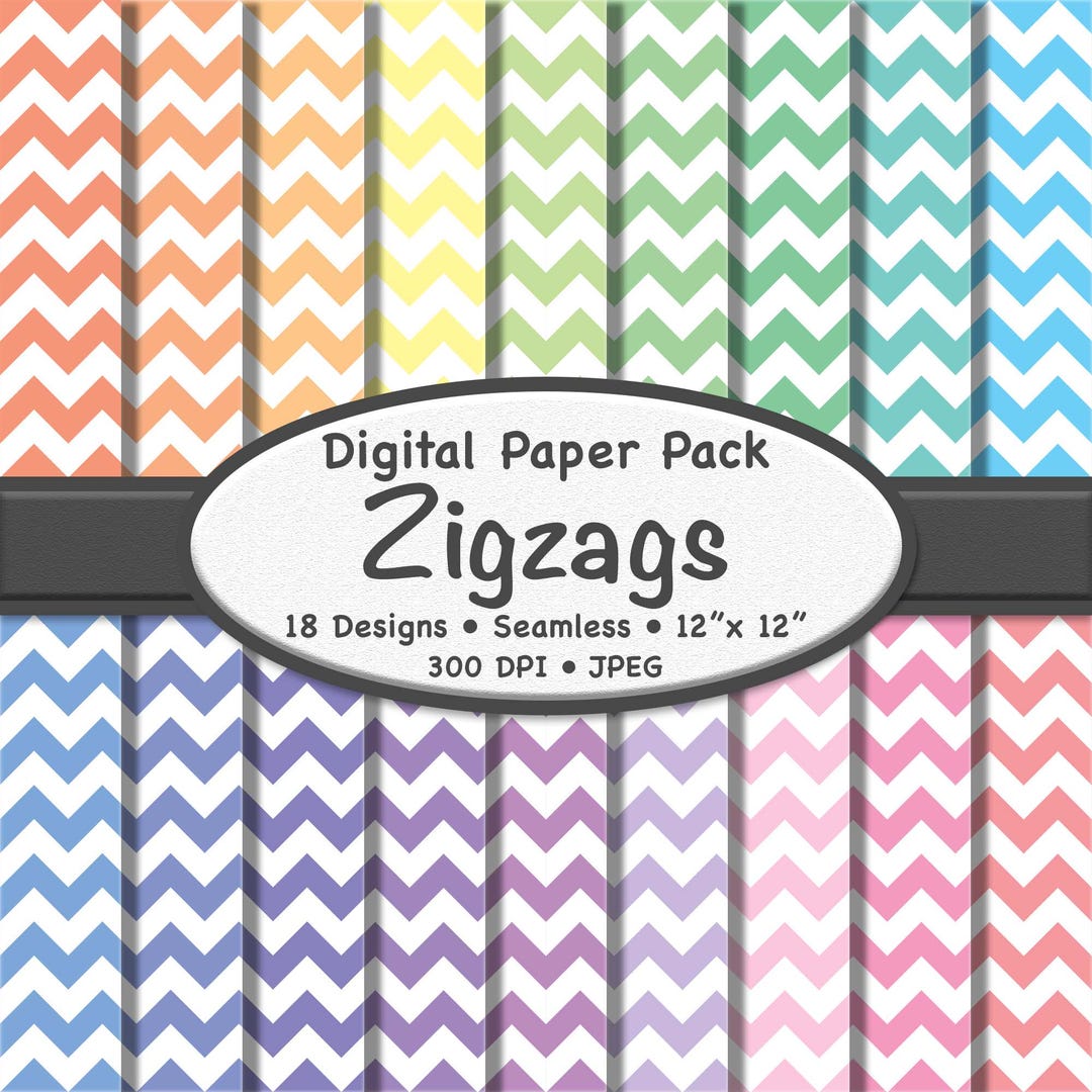 Zigzag Patterns Digital Paper Pack (medium) – 18 White & Pastel ...