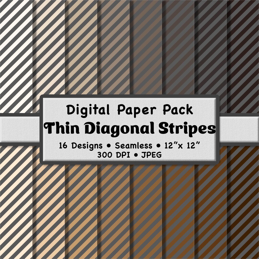 Neutral Color Thin Diagonal Stripes Digital Paper Pack (small) – 16 ...