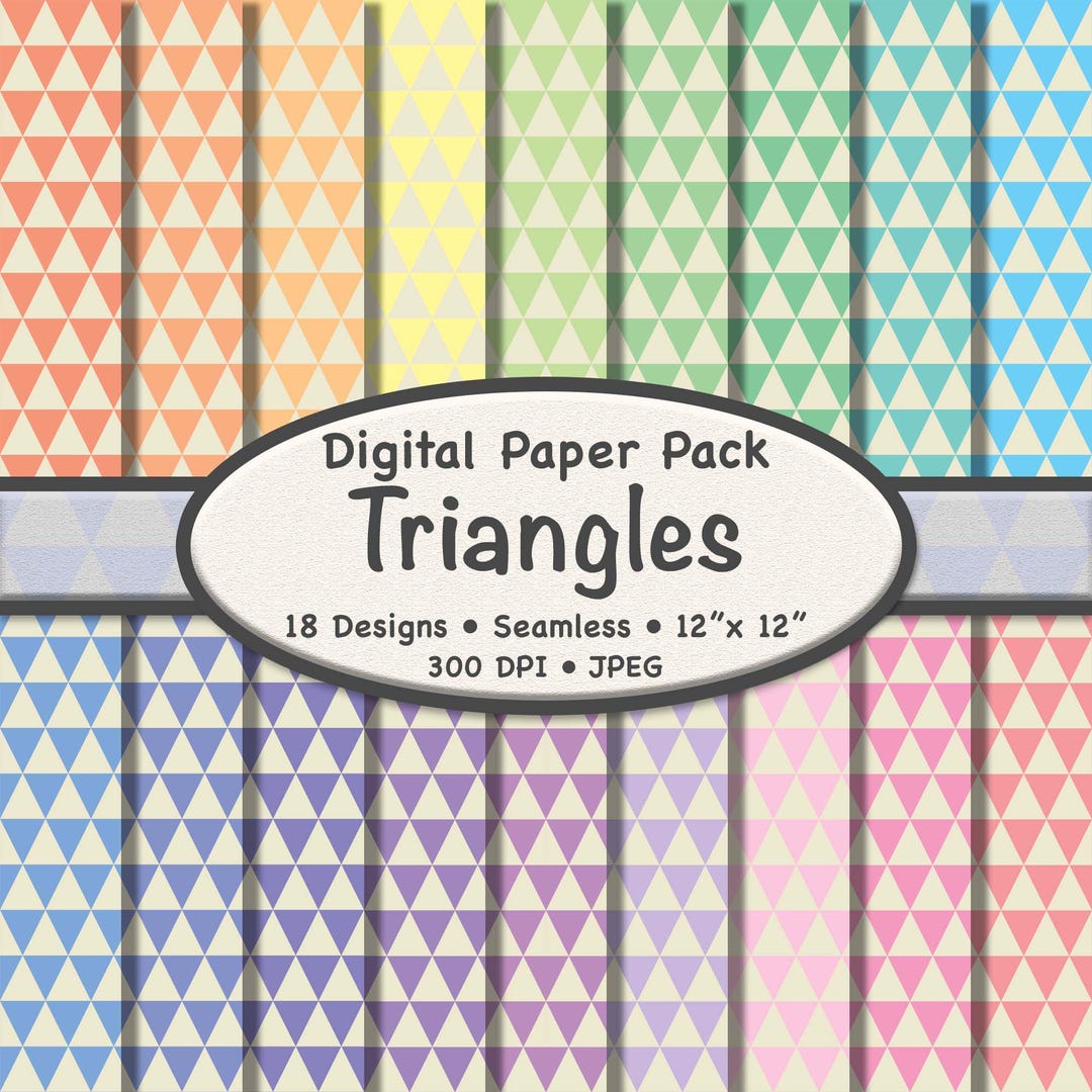 Pastel Triangle Digital Paper Pack (small) – 18 Seamless Beige and Soft ...