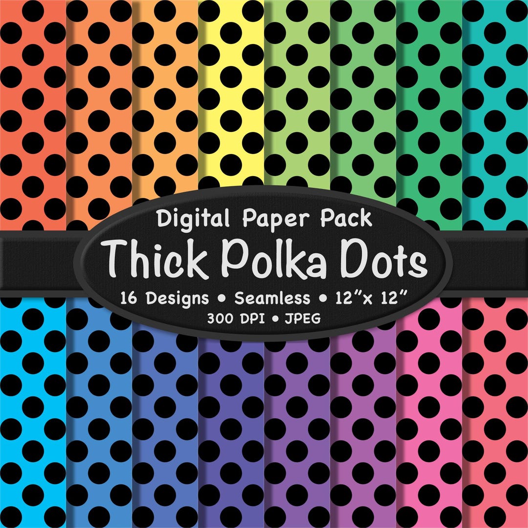 Light Rainbow Thick Polka Dots Digital Paper Pack: 16 Seamless ...