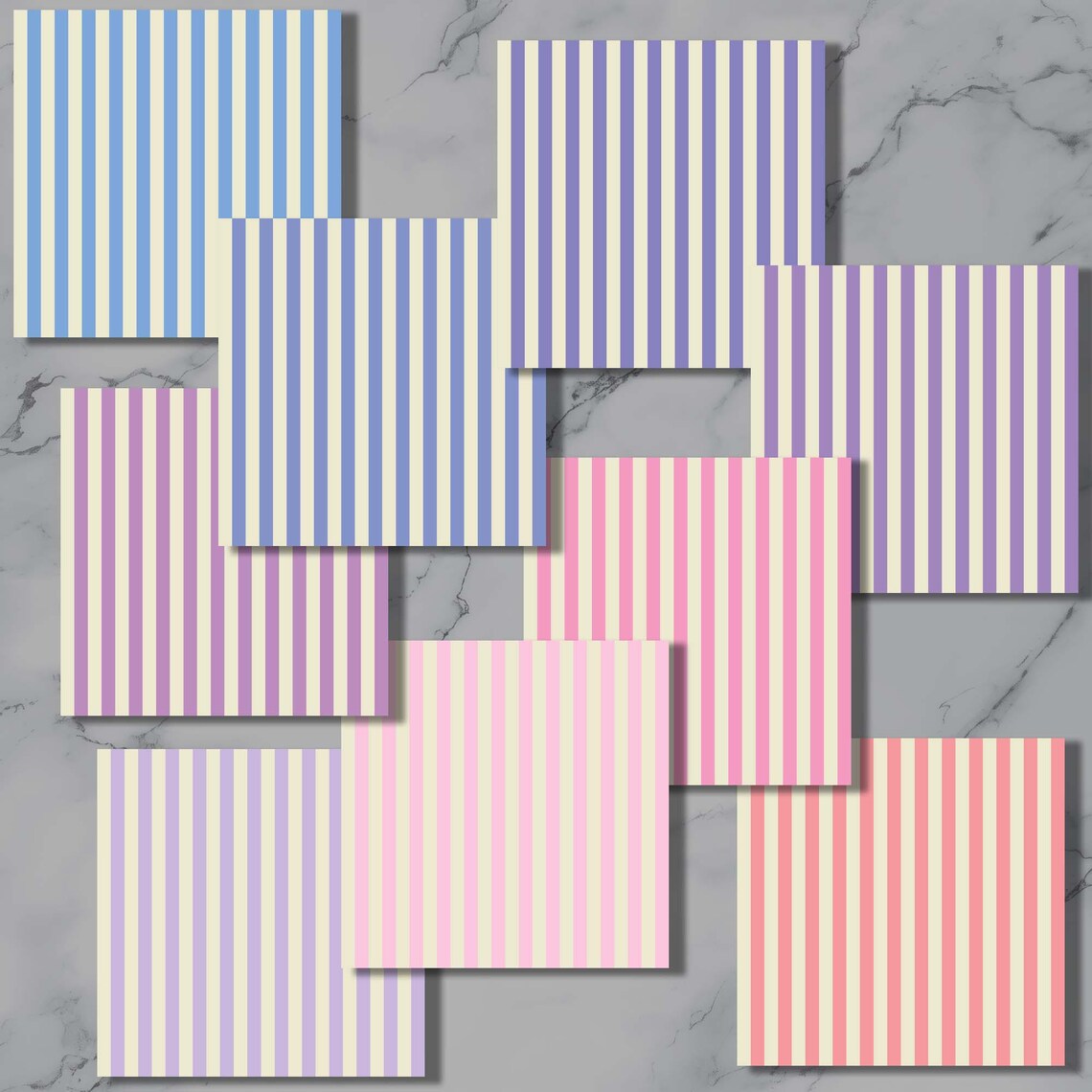 Pastel and Beige Stripes Digital Paper Pack (50% Scale) – 18 Seamless ...