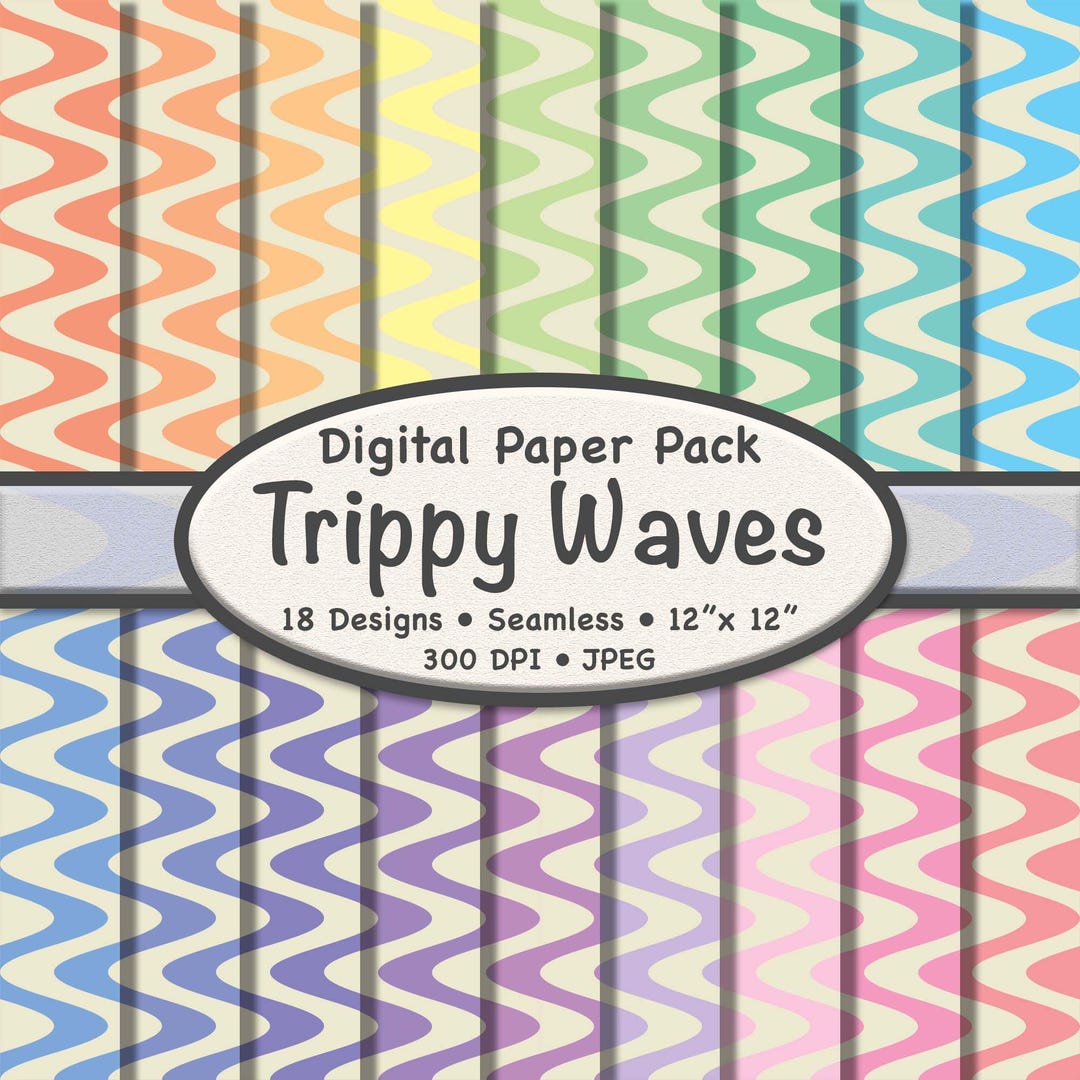 Pastel Trippy Waves Digital Paper Pack (large) - 18 Beige and Soft ...