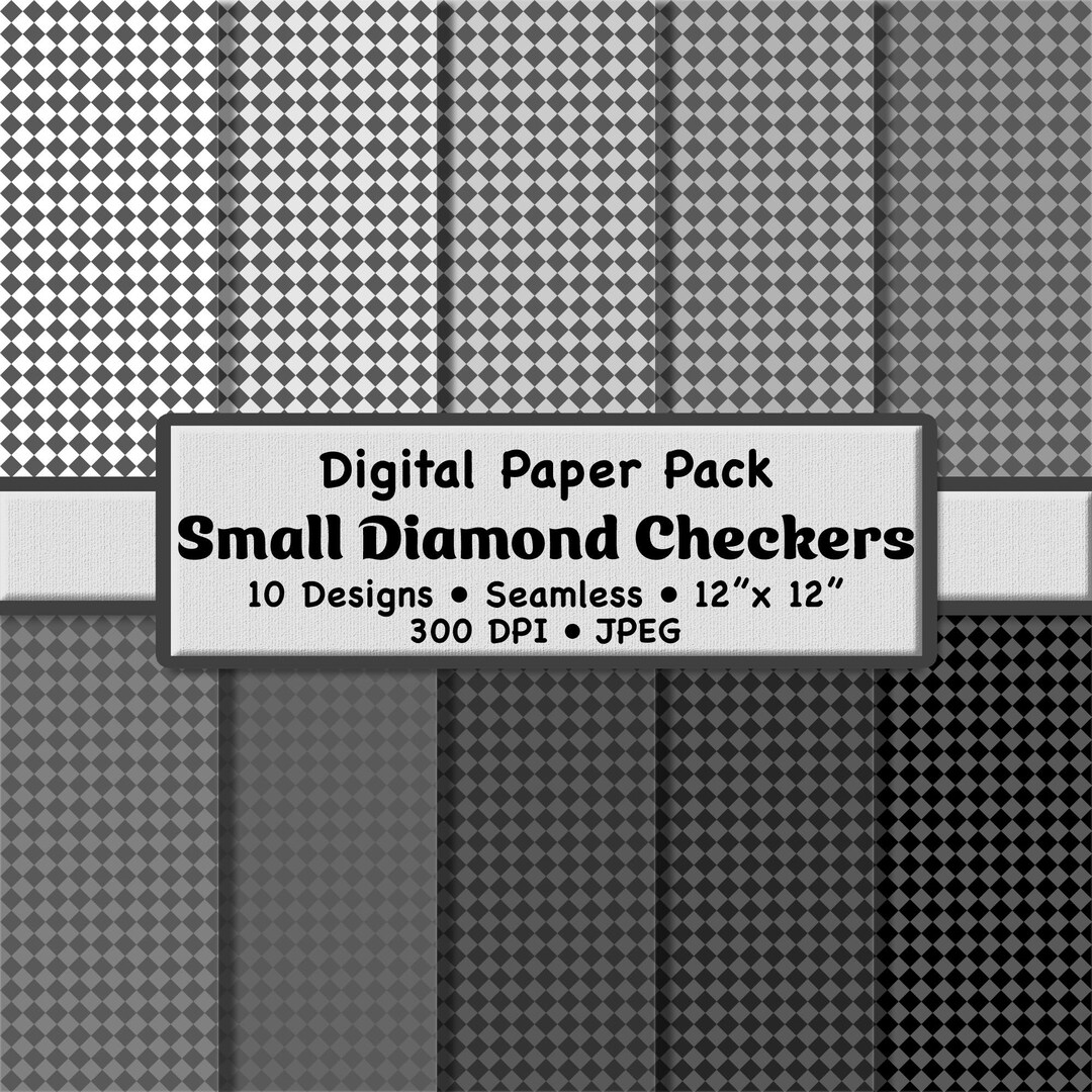 10 Monochrome Gray Small Diamond Checker Seamless Patterns - Grayscale ...