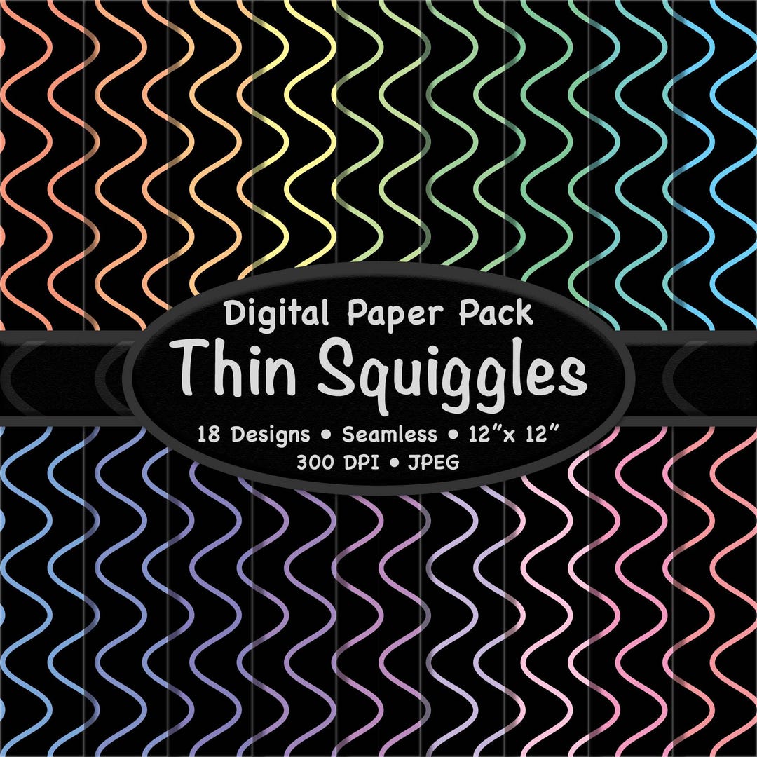 Thin Squiggles Digital Paper Pack (large) – 18 Seamless Pastel Color ...