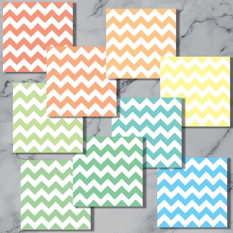 Pastel Zigzag Digital Paper Pack (large) – 18 White & Soft Color ...