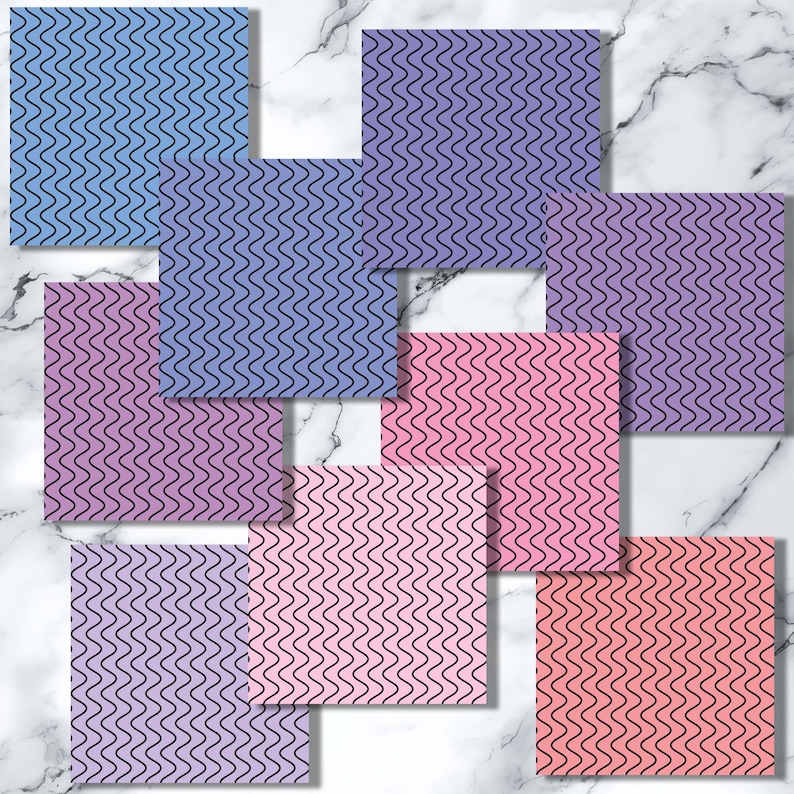 Thin Squiggles Digital Paper Pack (medium) – 18 Seamless Pastel Colors ...