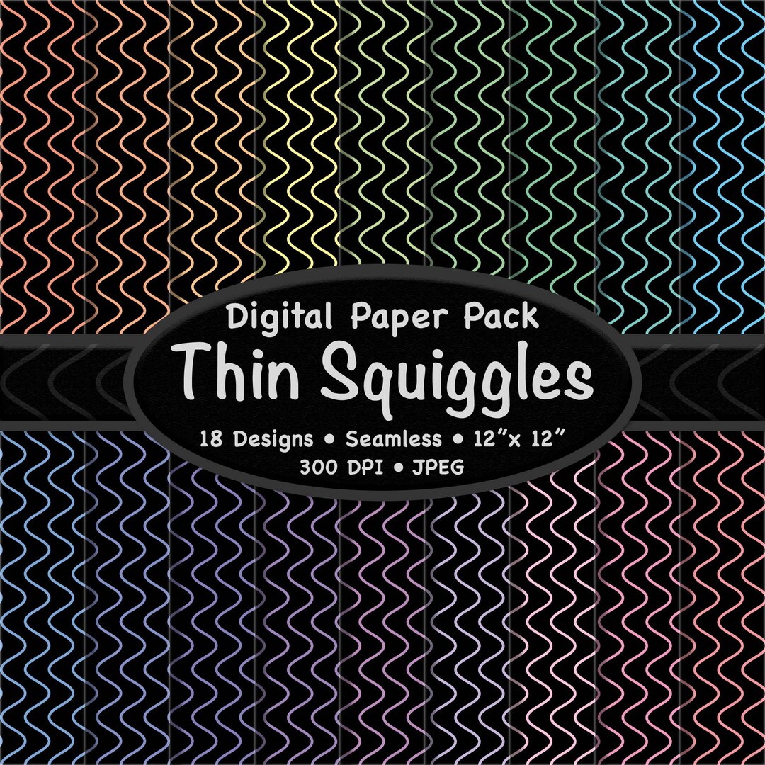 Thin Pastel Squiggles Digital Paper Pack (medium) – 18 Seamless Soft ...