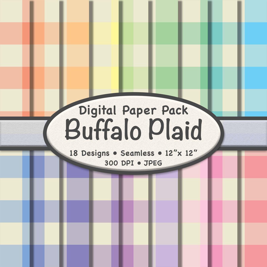 Pastel Buffalo Plaid Digital Paper (large) – 18 Pack of Beige and Soft ...