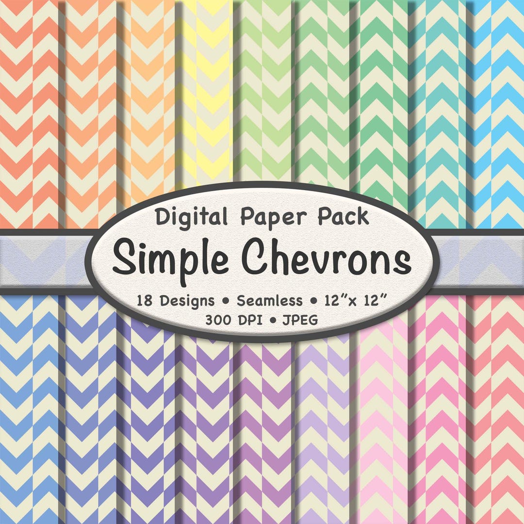 Simple Chevrons Rainbow Pastel Digital Paper Pack (large) - 18 Beige ...