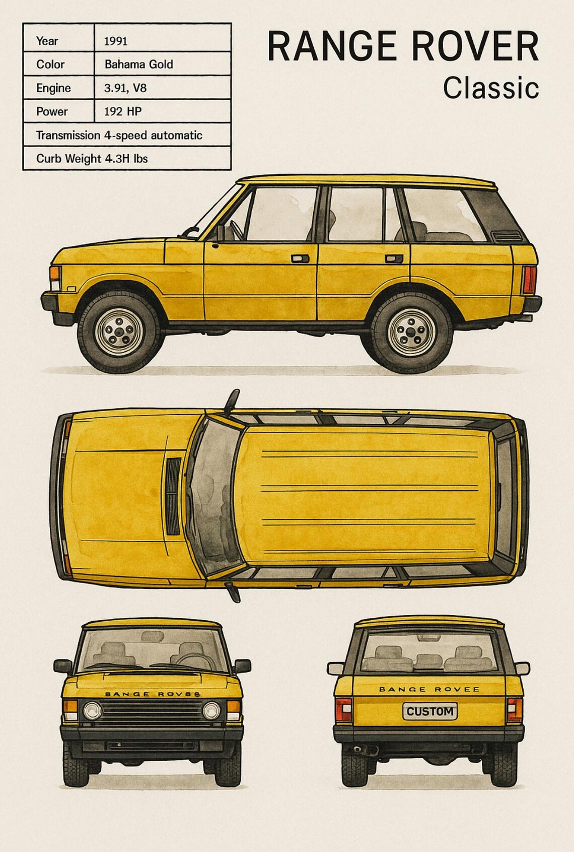 Colored Range Rover Classic Pen Art - Etsy