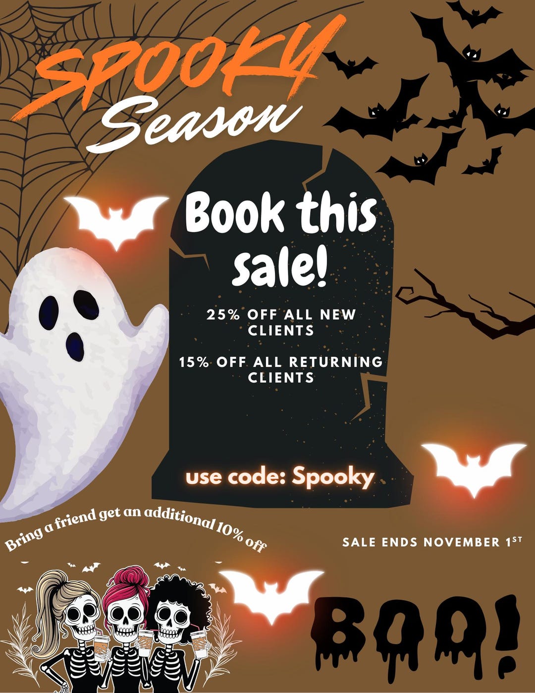 Spooky Season Halloween Sale Flyer | Editable Canva Template | Small ...
