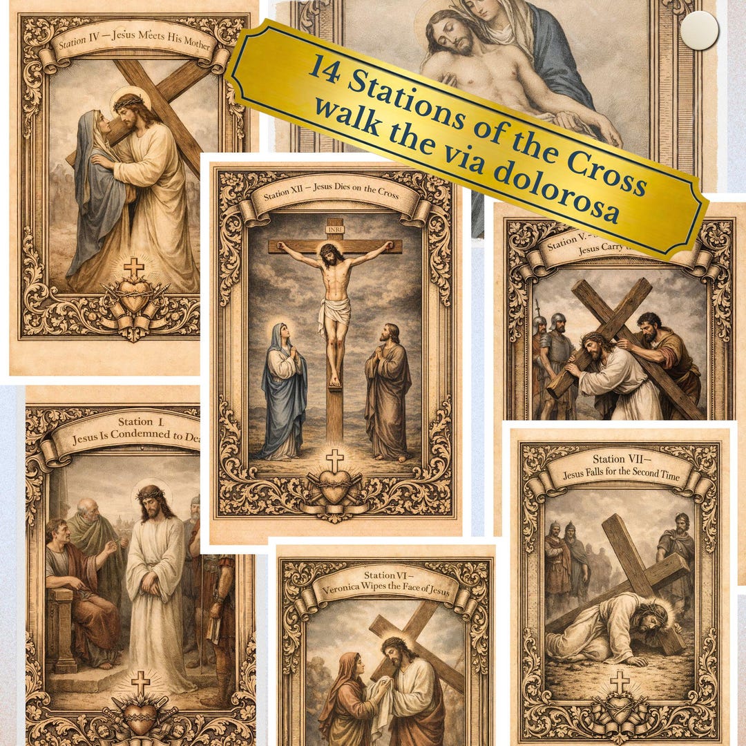 Stations of the Cross Wall Display Set | Catholic Printable Art for ...