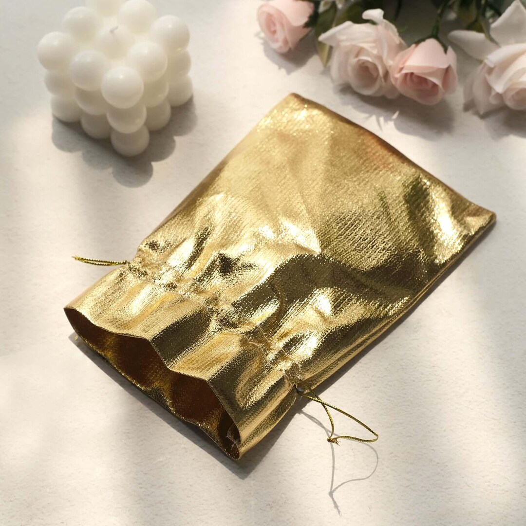 Gold Wedding Favor Bags | Metallic Lame Gift Pouches, Set of 10 - Etsy