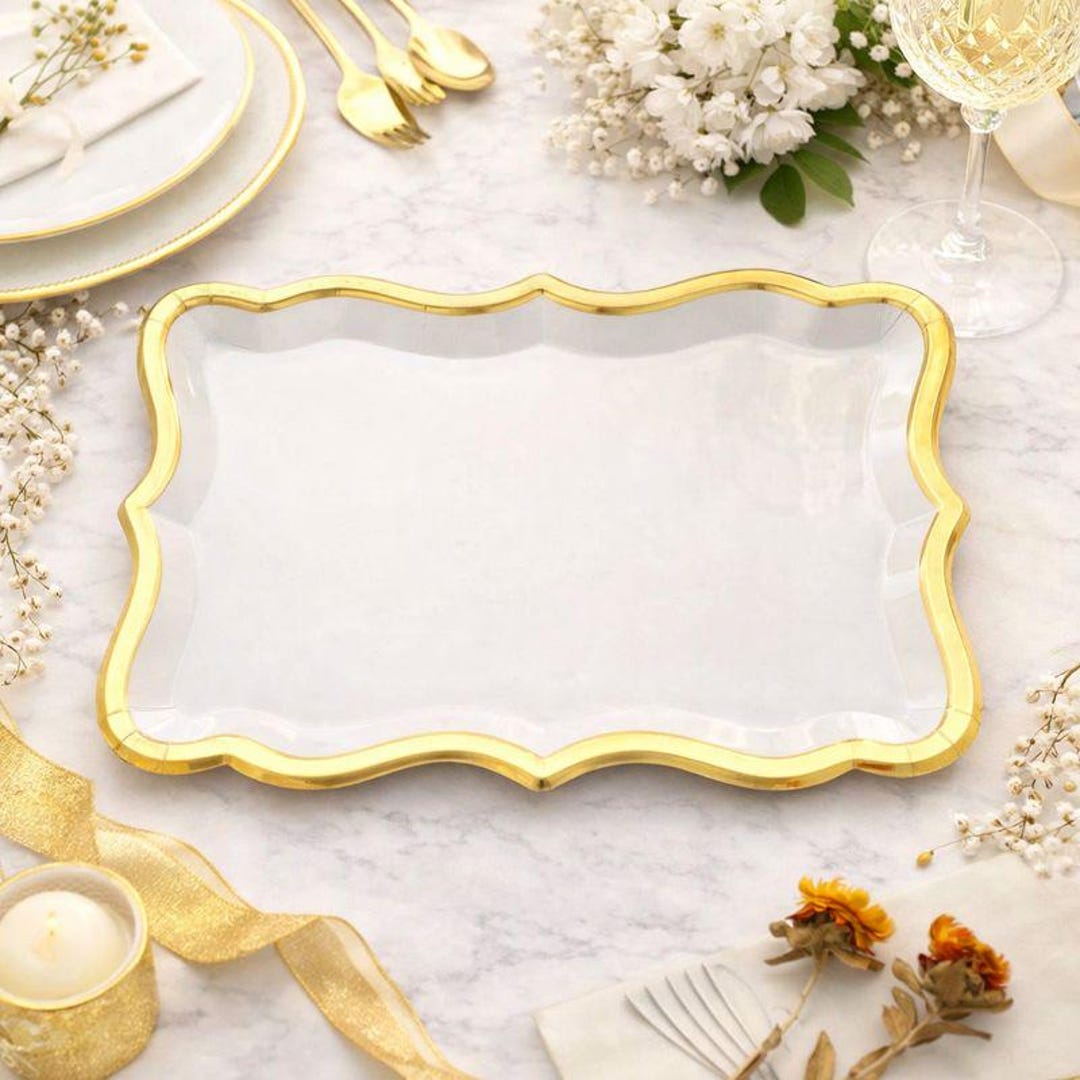 Gold Scroll Border Paper Serving Trays | 14x10, Set of 10 - Etsy