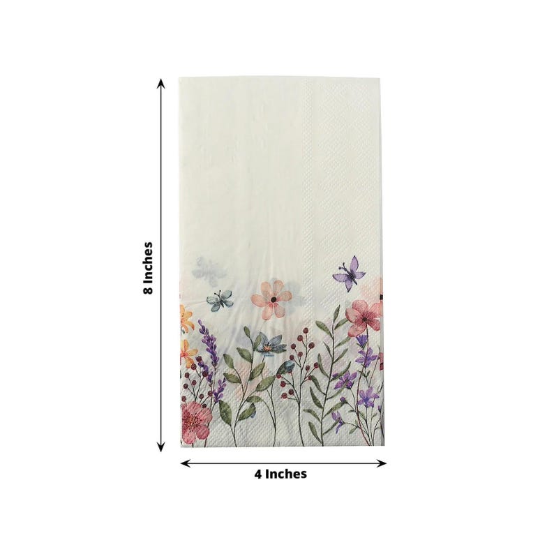 2 Ply Paper Napkins With Wildflower Butterfly Design - Set of 50 - Etsy