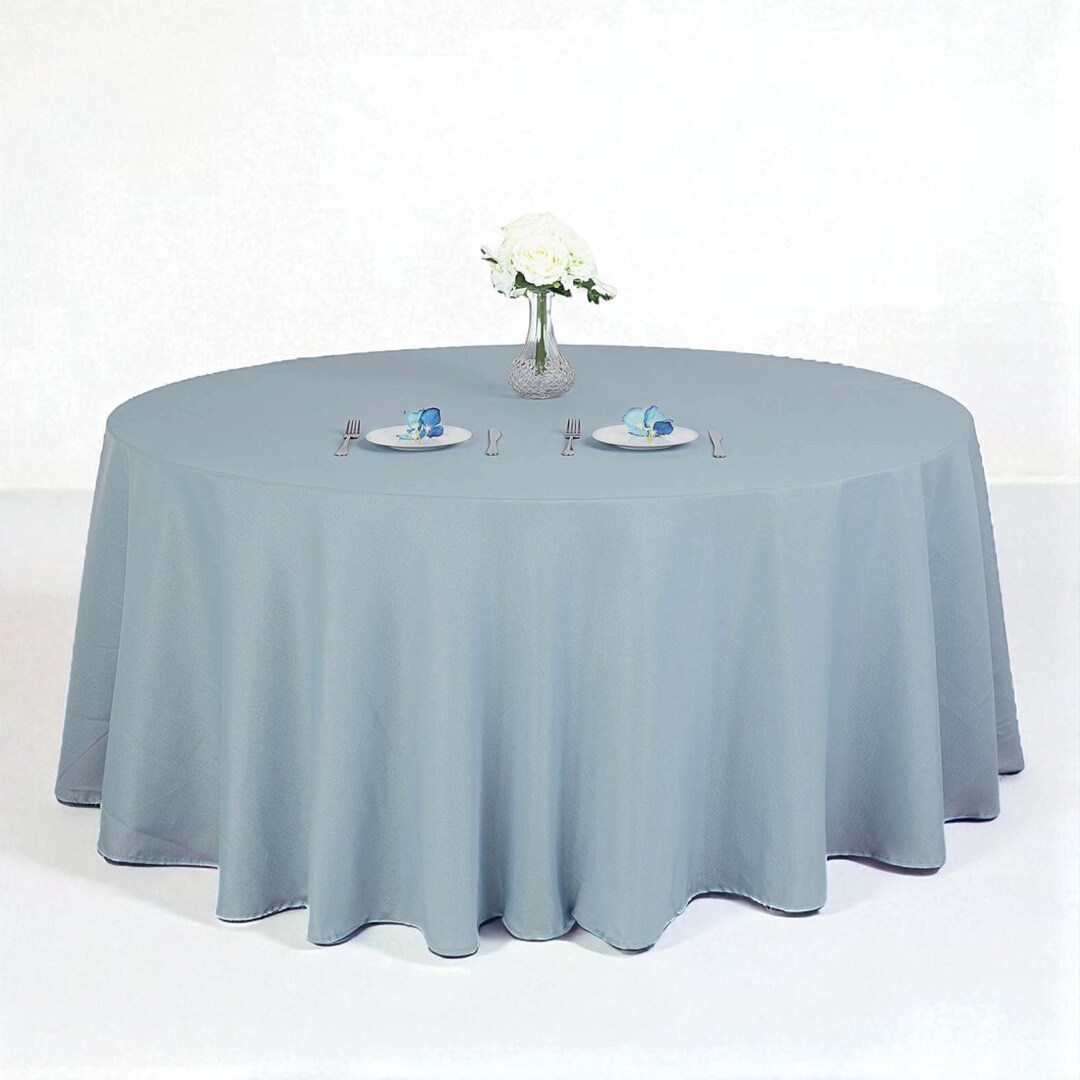 120" Round Polyester Tablecloth: Wrinkle-free Floor Length Wedding ...