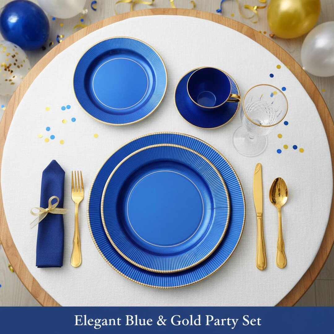 Royal Blue Paper Plates | Sunray Design, Set of 25 - Etsy
