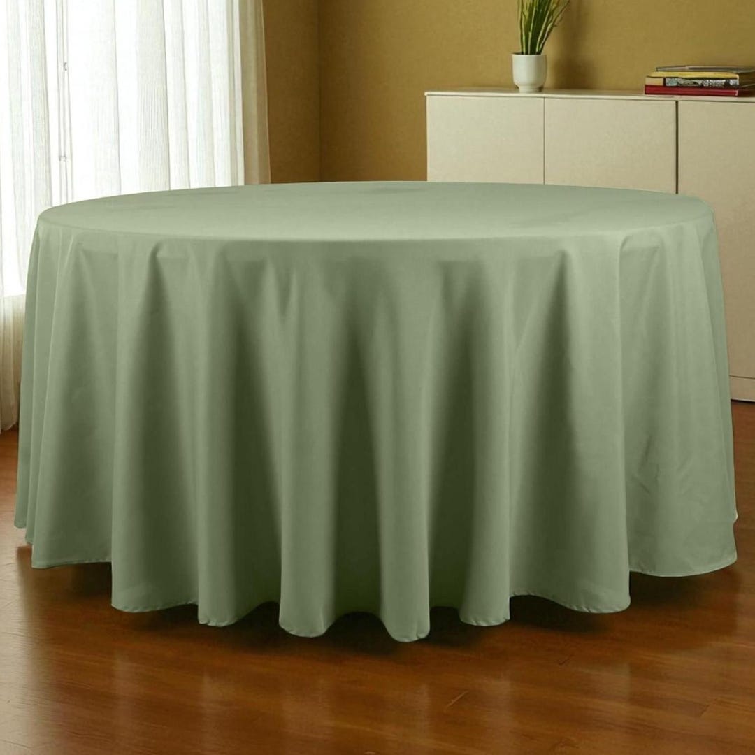 120" Sage Green Event Table Cover | Floor-length Polyester Linen for ...
