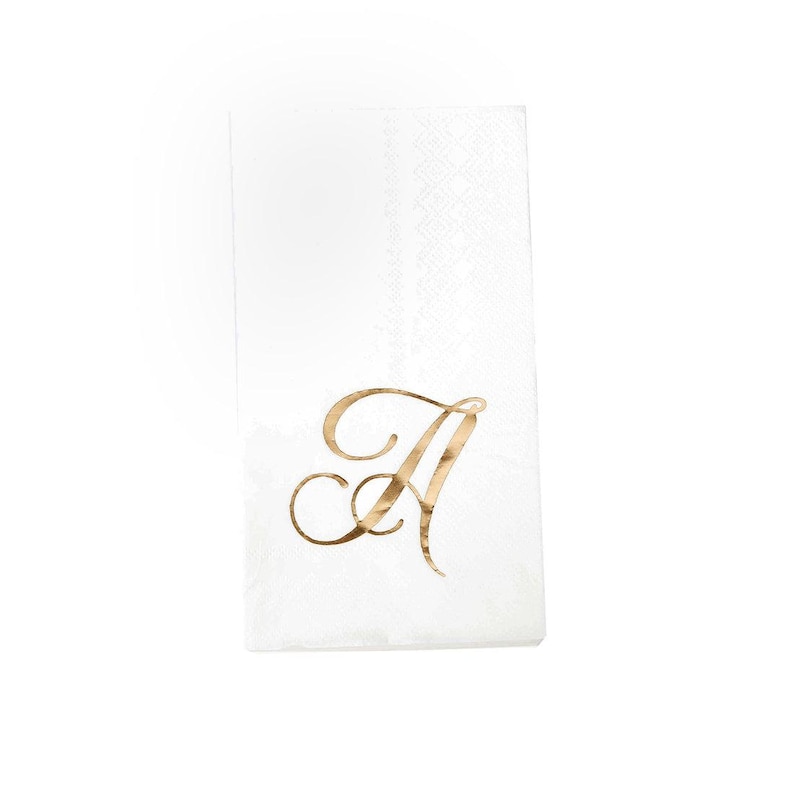 100-pack Paper Dinner Napkins White With Gold Foil Monogram - Etsy