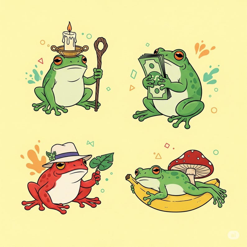 Funny Frog Poster Set – Cute Colorful Frog Wall Art for Kids Room Decor ...