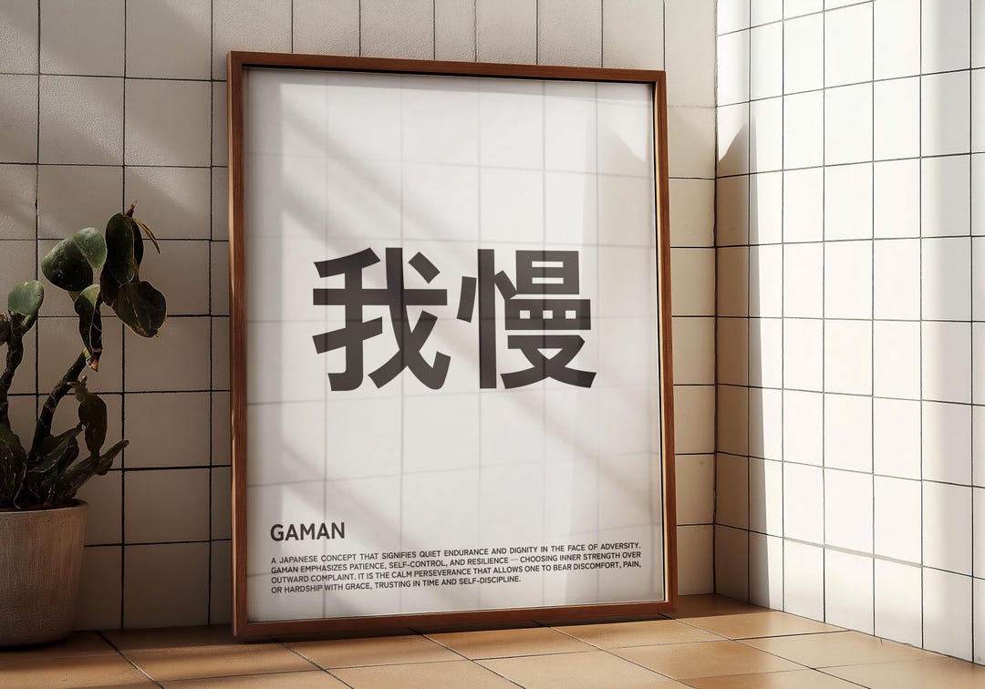 Gaman Japanese Kanji Wall Art – Printable Minimalist Poster With ...