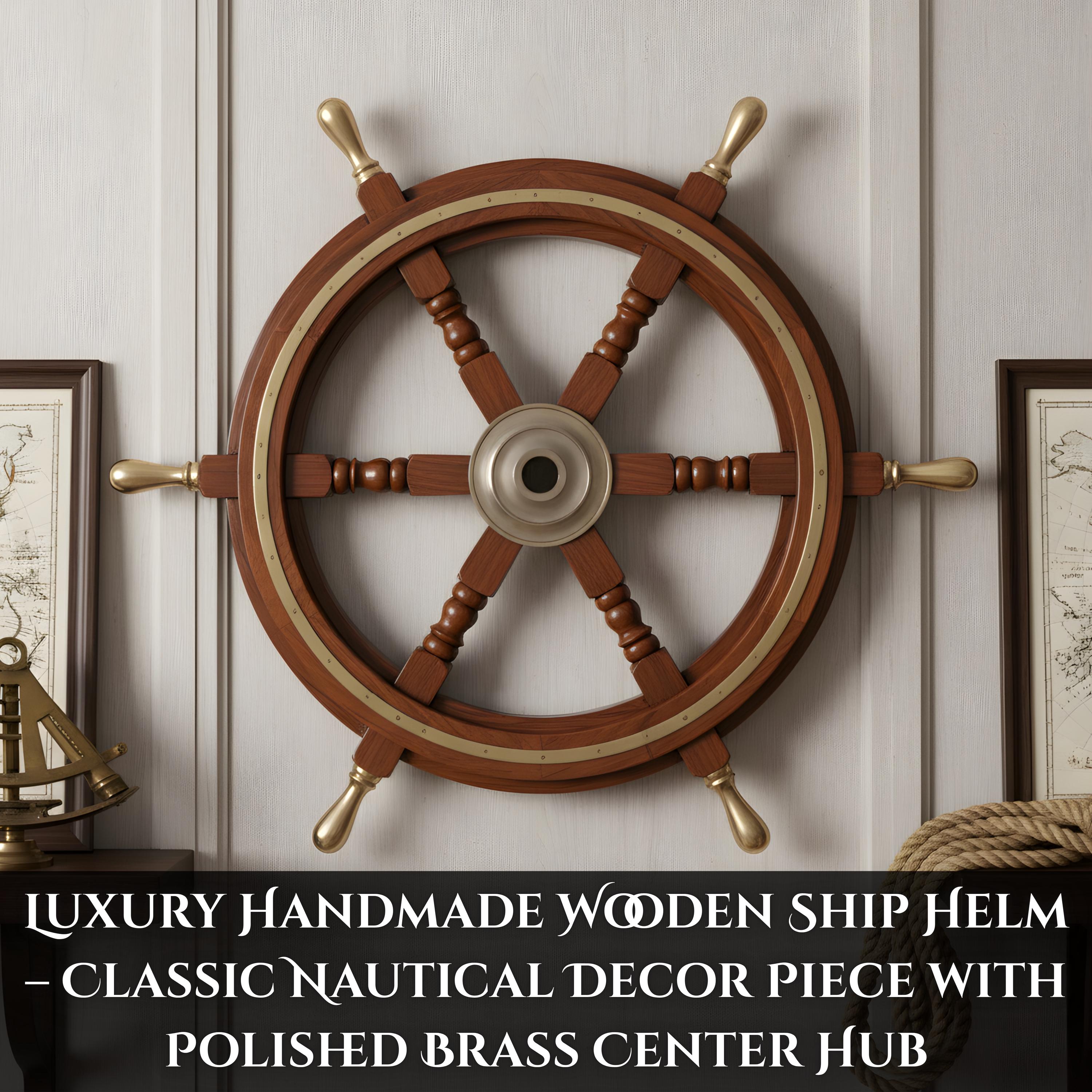 Handmade Rosewood Ship Wheel | Nautical Coastal Wall Decor, 12”-48 ...