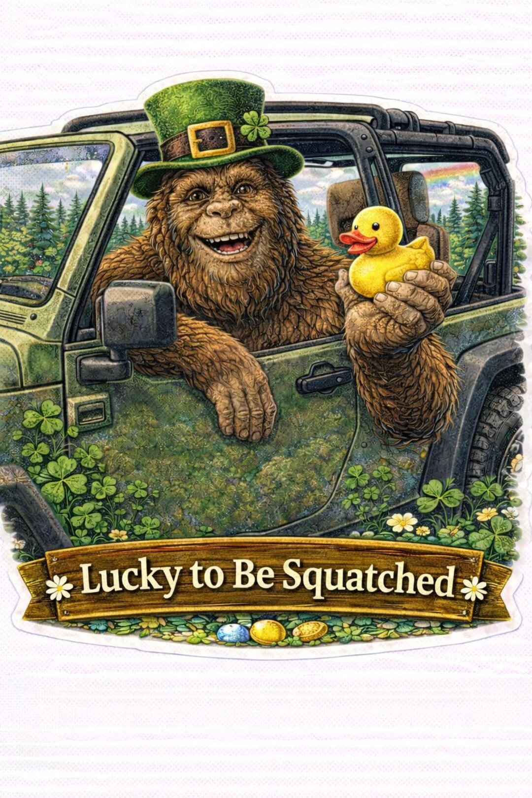Bigfoot Duck Sticker | Lucky to Be Squatched St. Patrick's Day Decal - Etsy