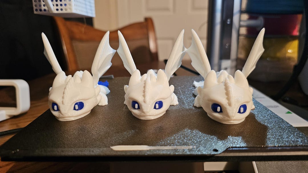 MINI White Fury Keychain 3D Printed Articulated Dragon Toy Inspired by ...