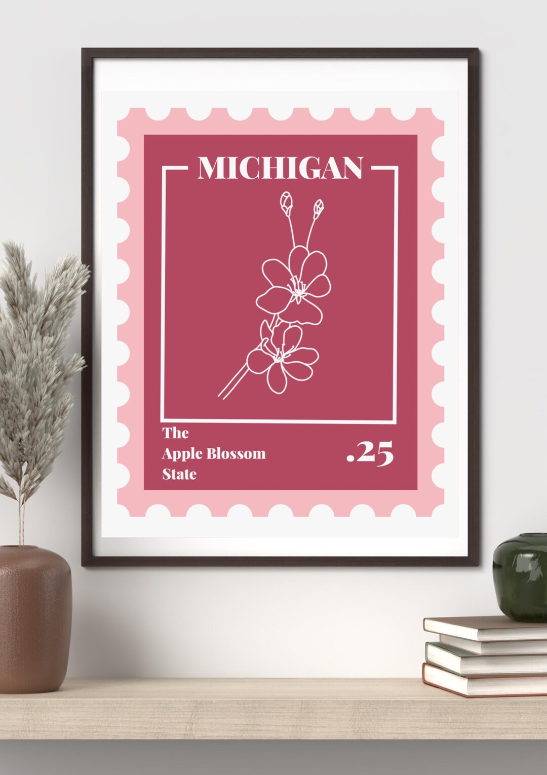 Michigan State Flower Stamp Poster, Floral Wall Art, Home Decor, Gift ...