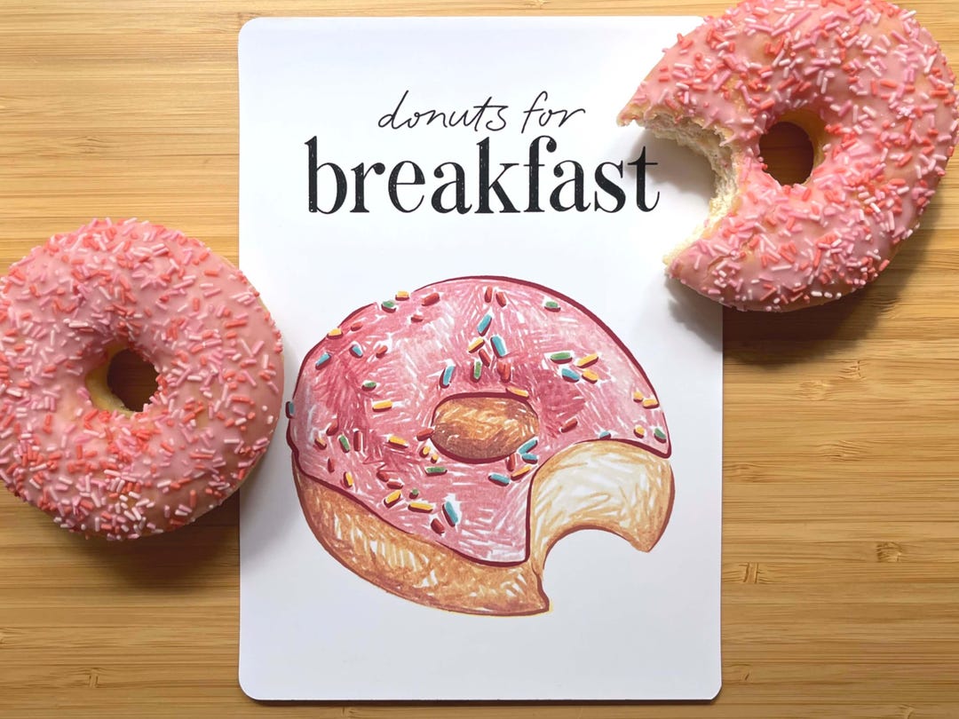 Donut Art Print: Illustrated Food Poster, Colorful Home Decor, Food ...