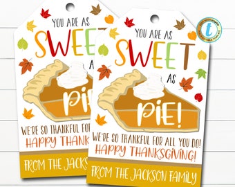 Editable Thanksgiving Gift Tags, Pumpkin Pie Tag, Fall Staff Teacher ...