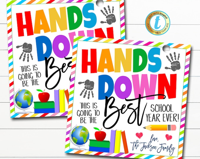 Teacher First Day of School Gift Tag Hands Down This is Best - Etsy
