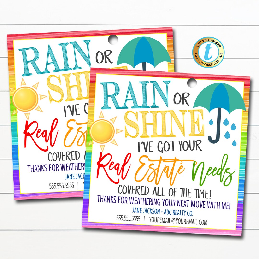 Realtor Pop by Gift Tags Rain or Shine I've Got Your Real Estate Needs ...