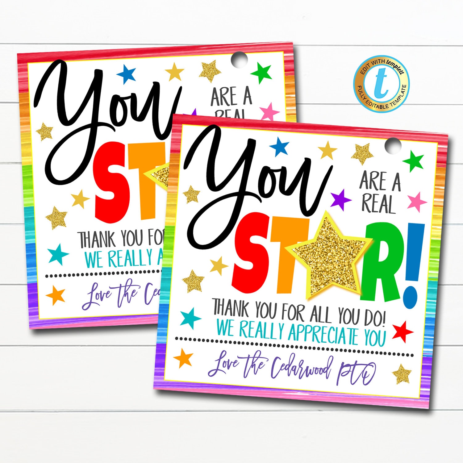 Appreciation Gift Tags, Bursting With Appreciation Candy Star Card ...