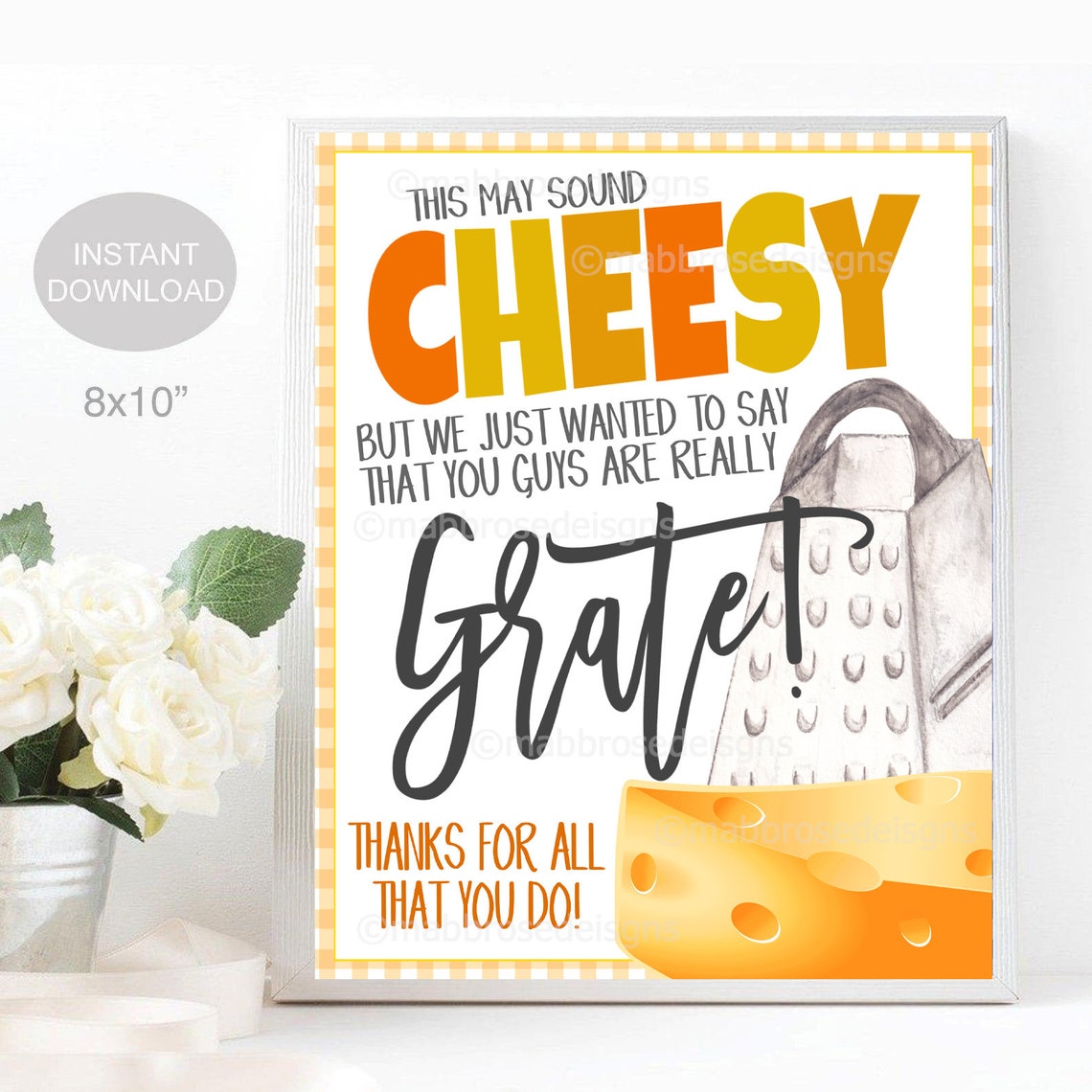 Cheesy Thank You Sign Appreciation Week Teacher Staff Nurse - Etsy