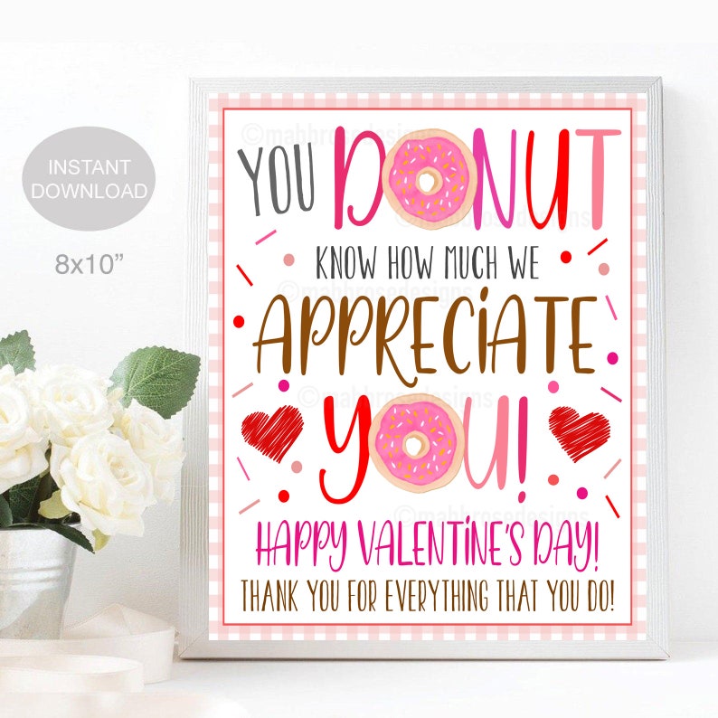 Valentine Donut Sign Appreciation Decor Teacher Staff - Etsy
