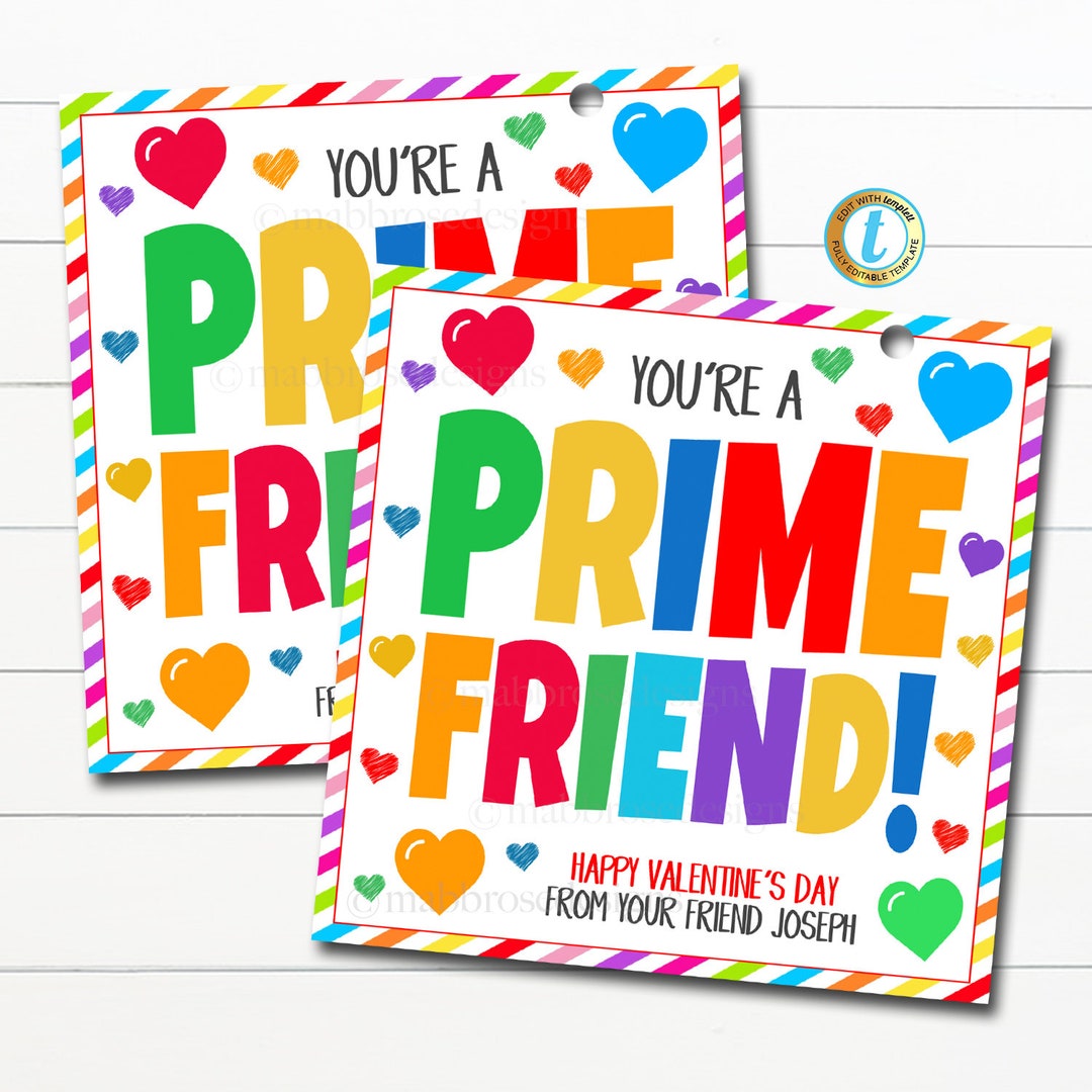Prime Friend Valentine Gift Tag, Boys Sports Valentine Idea, Drink ...