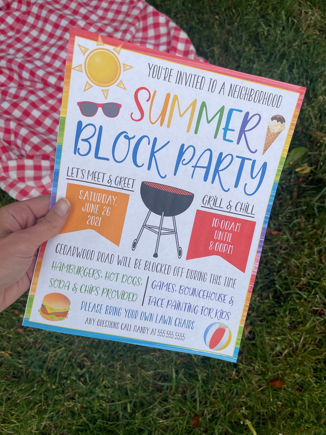 EDITABLE Neighborhood Block Party Invite, Bbq Picnic Summer Party ...